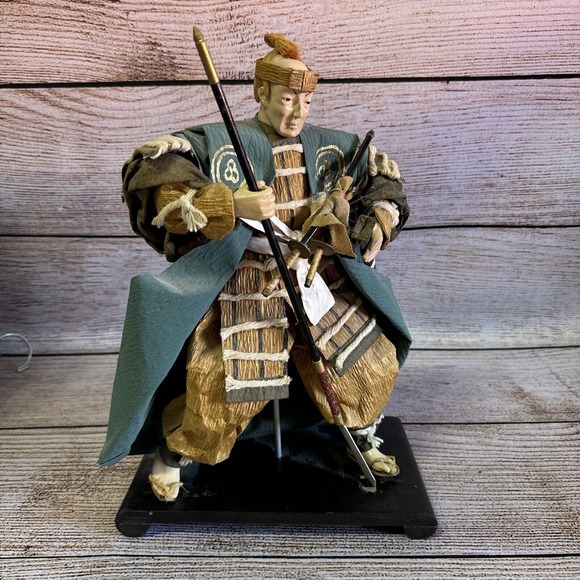 Other | Asian Warrior Samurai Paper Mache 14doll Figure With Wooden ...